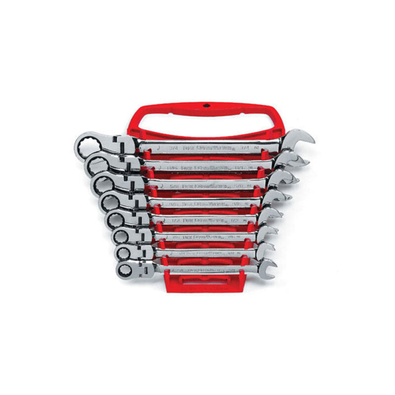 9701 GearWrench Juego de Llaves de Combinacion de Trinquete Flexible de 12 Puntos, 8 Piezas